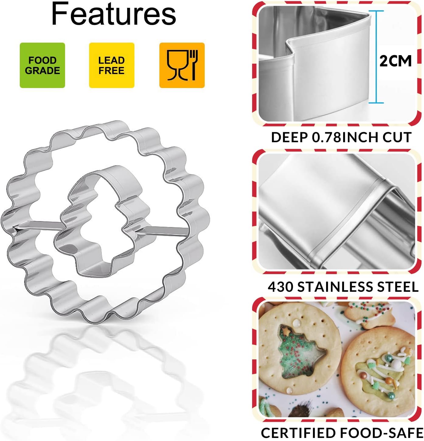 9pcs Christmas Jam Cookie Cutter Set Stainless Steel Cutting Dies ...