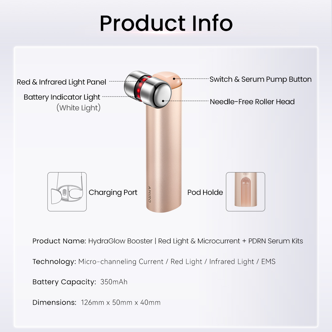AMIRO PDRN Microcurrent Facial Device with Red Light & Infrared Therapy ...