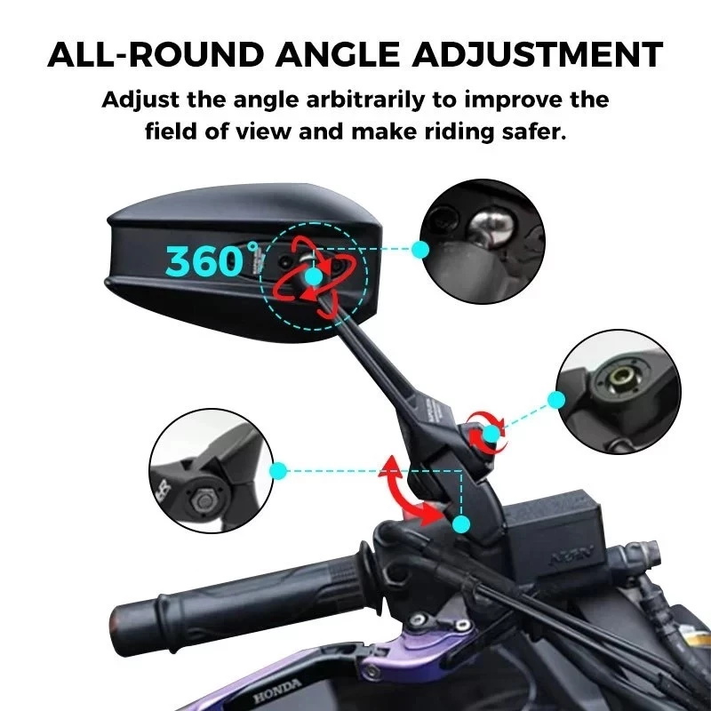 【Buy 1 Free 1】🔥UNIVERSAL Motorcycle Side Mirror Anti-glare Adjustable ...