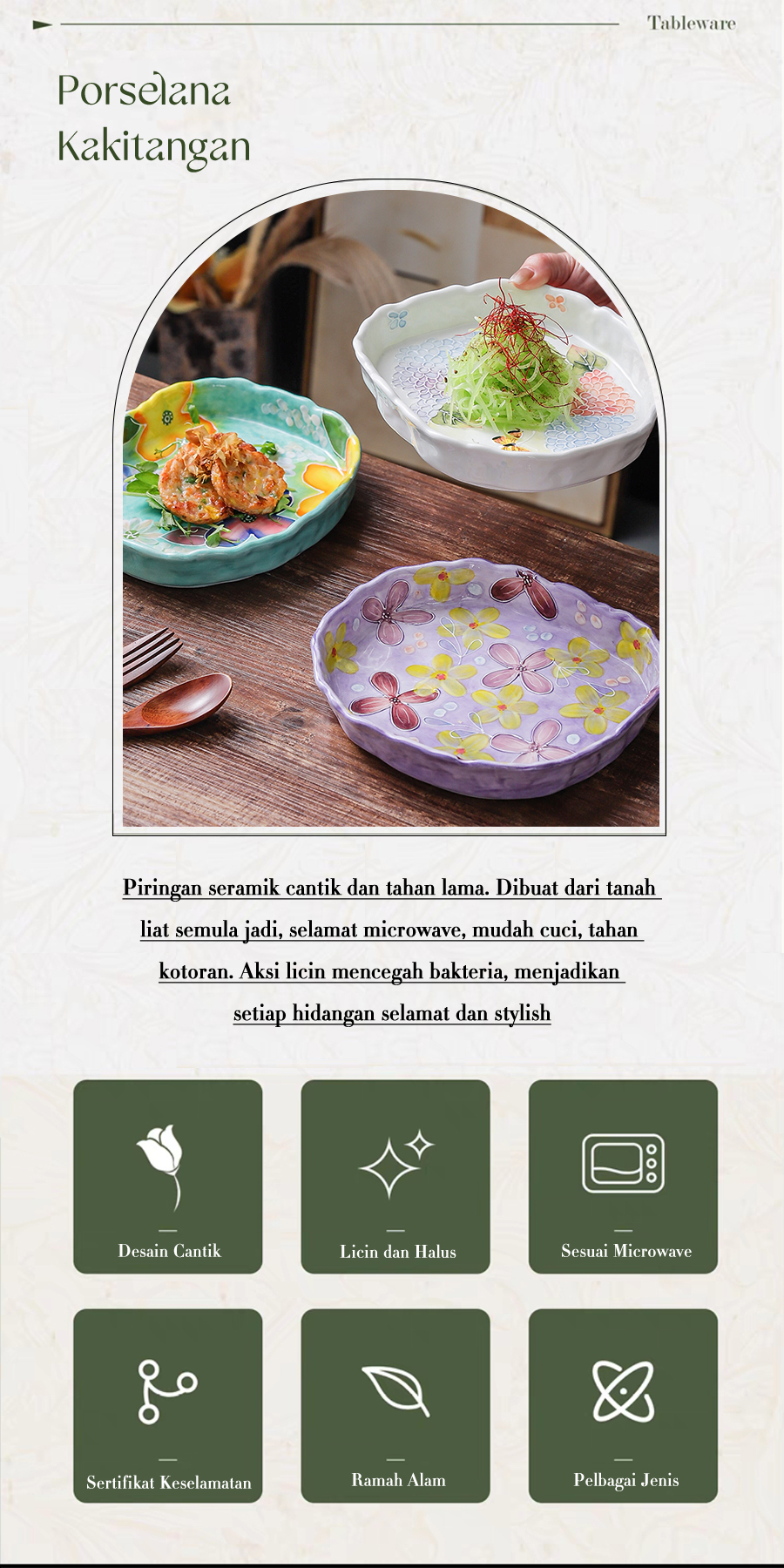 Tableware Japanese Seto-yaki high-aesthetic dinner plates,Peralatan ...