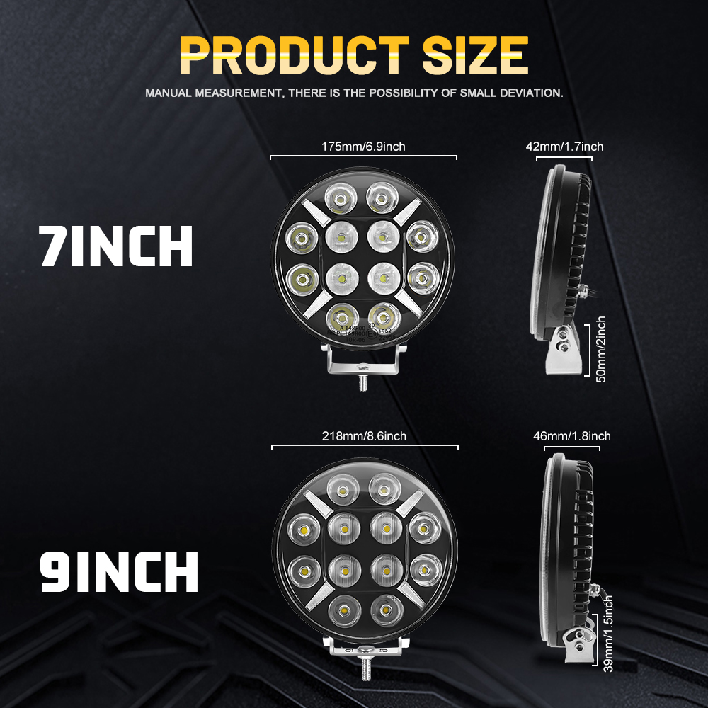 9 inch Led Work Light Truck Spotlight Yellow White DRL E9 Offroad 4WD ...