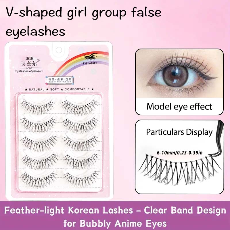 Five Pairs Of Natural Classic Anime Style Japanese And Korean Eyelashes ...