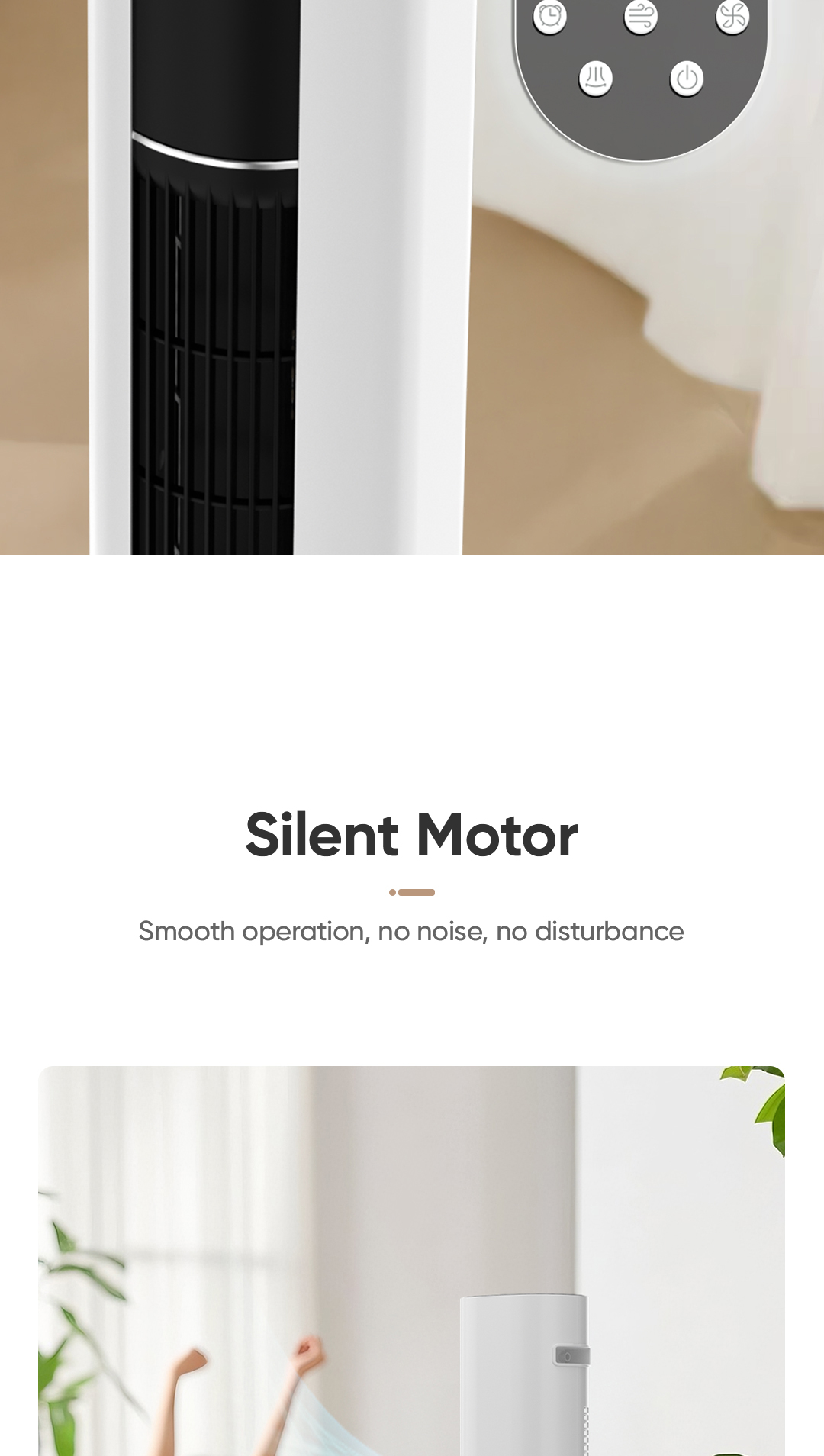 Haier Electric Tower Fan with LED Touch Control 15H Timer Cooling Stand ...