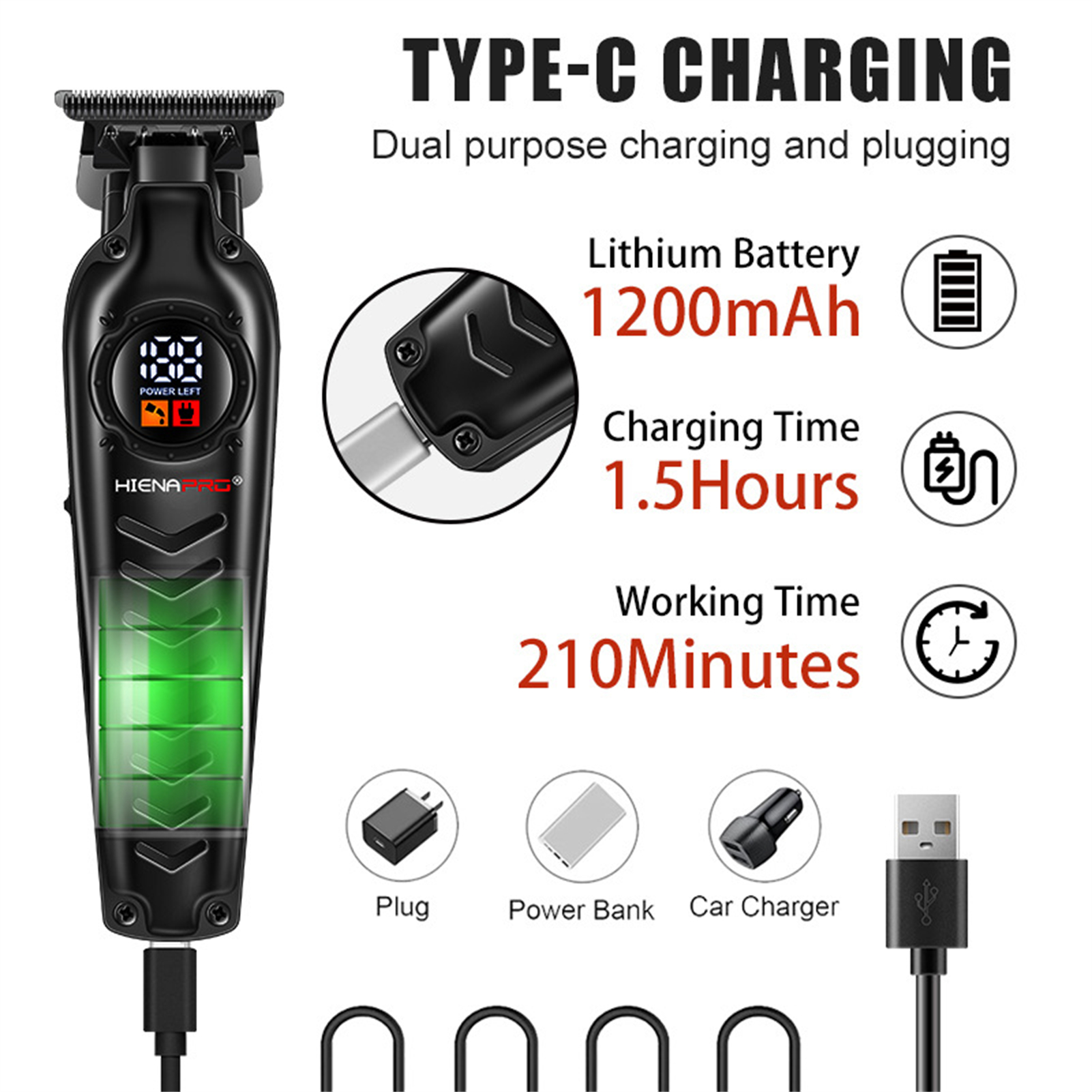 Professional Barber Cordless Hair Trimmer 0mm Zero Gapped Carving ...