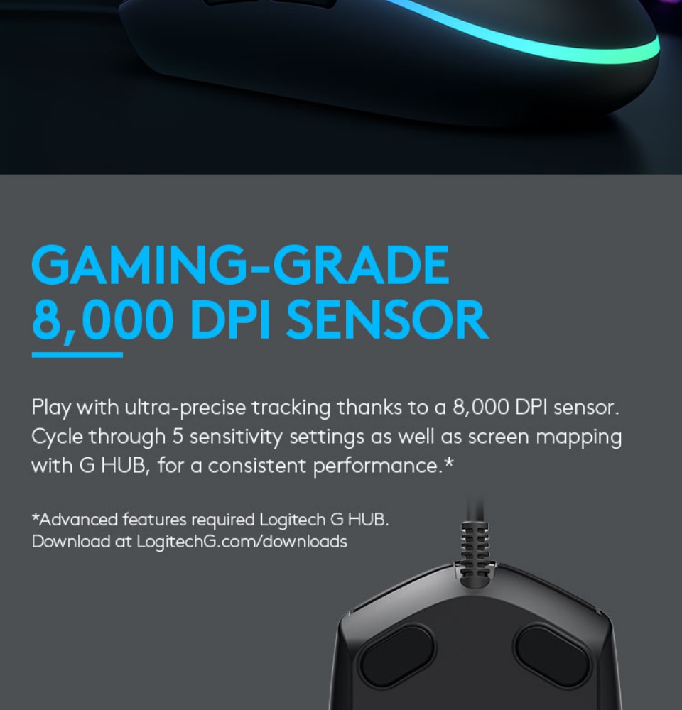 Logitech G102/G203 Gaming Mouse with LIGHTSYNC RGB, 6 Programmable Buttons, Gaming Grade Sensor ...
