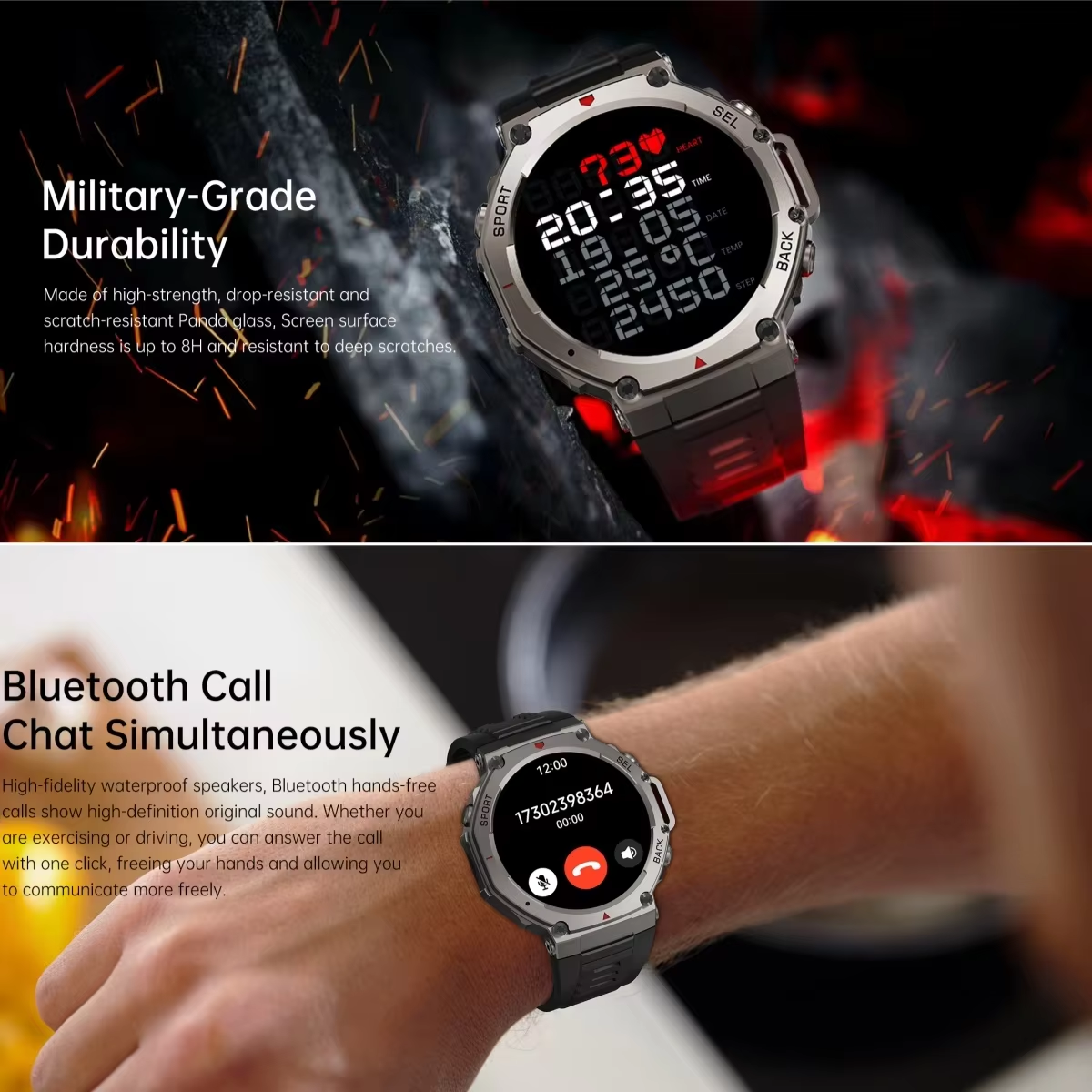 2025 GPS Smart Watch Men 5ATM IP69K Waterproof Built-in Dual-band GNSS ...