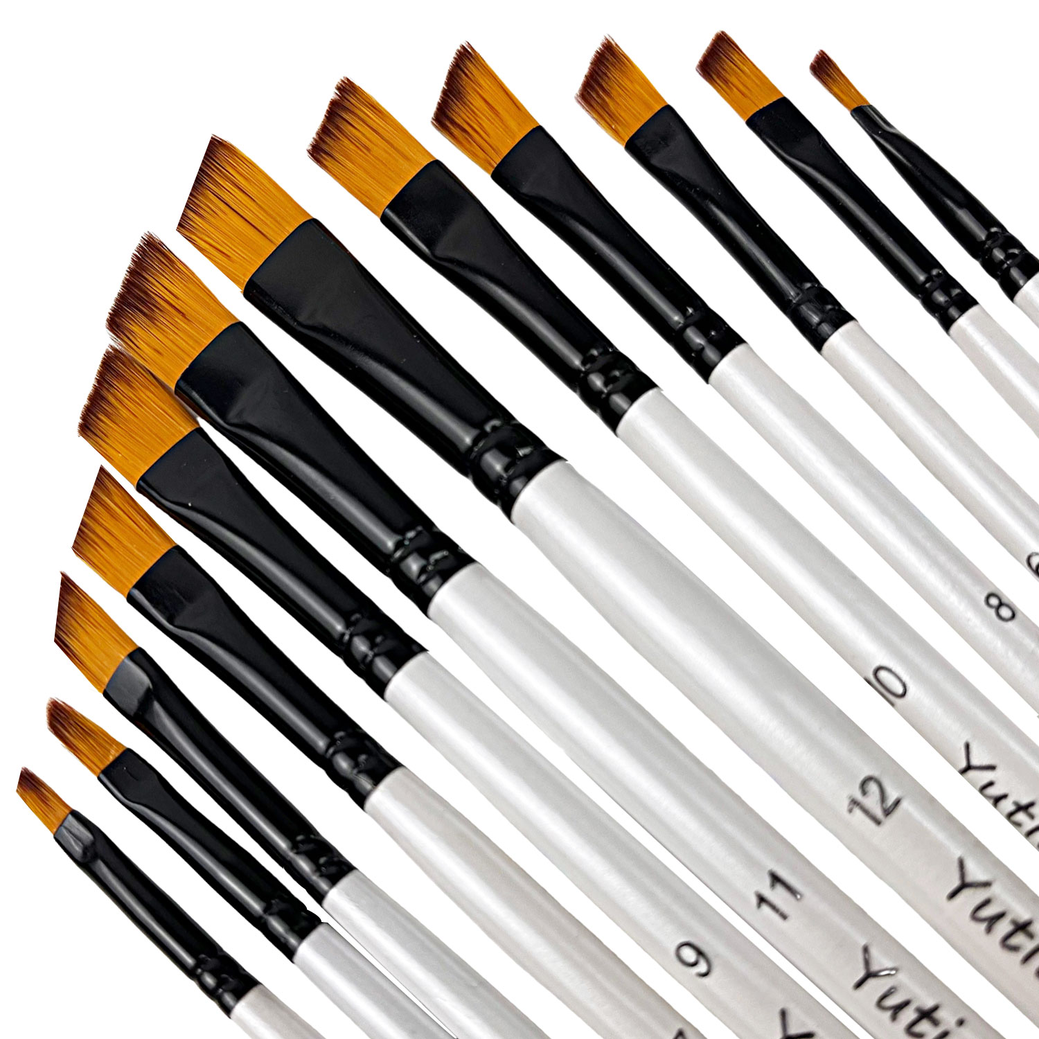 24-Piece Pearl White Brush Set, including flat, round, angled, and ...