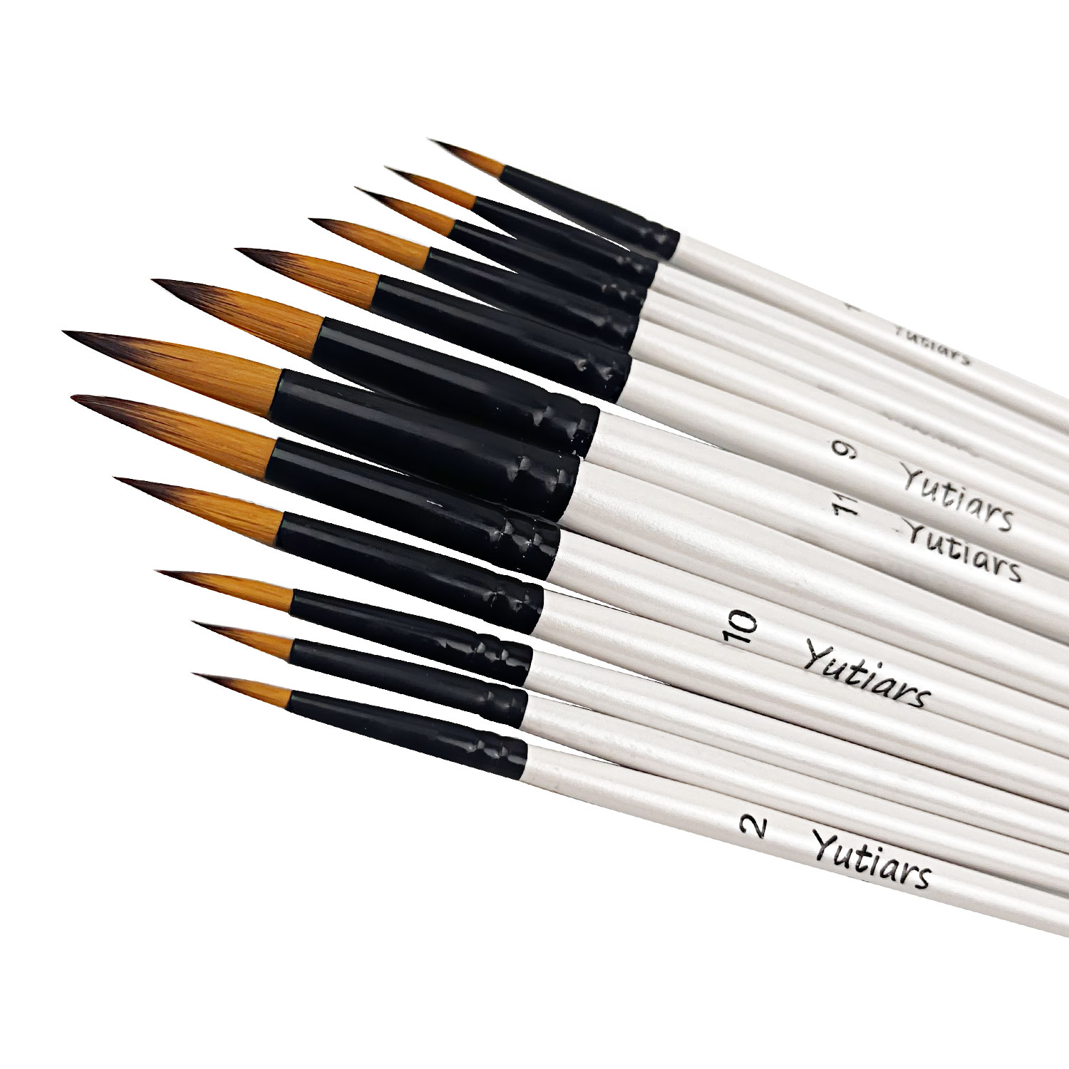 24-Piece Pearl White Brush Set, including flat, round, angled, and ...