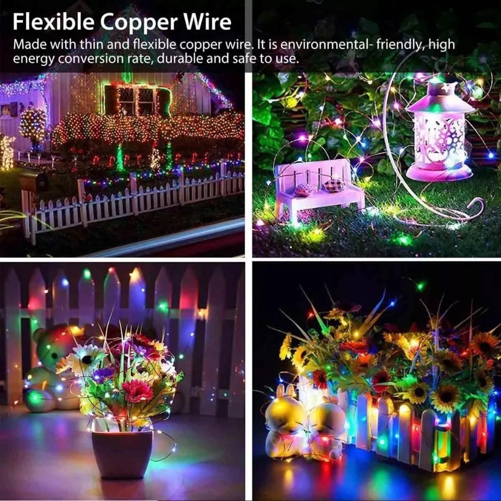 7M/12M/22M Lampu Raya Solar LED Fairy Light String 8 Modes Outdoor ...