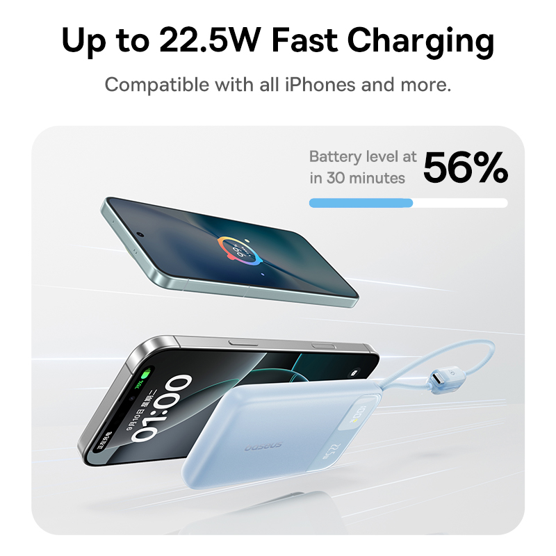 【CCC Certified】Baseus FC11 Power Bank Dual-Cable Digital Display 3C ...