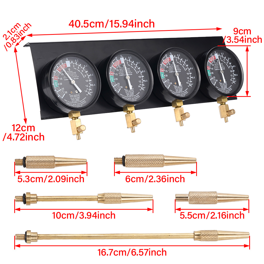 Vacuum Carburetor Synchronizer Carb Tool sync 4 Gauge Set with Rubber ...