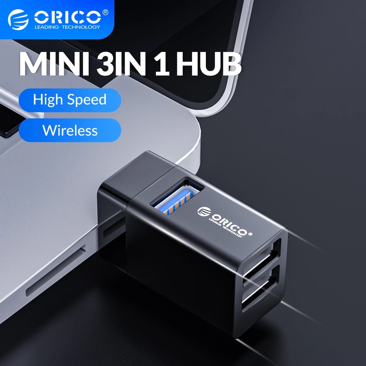 ORICO USB HUB 2.0/3.0 Mini Portable 5Gbps 3 Ports Adapter High Speed ...