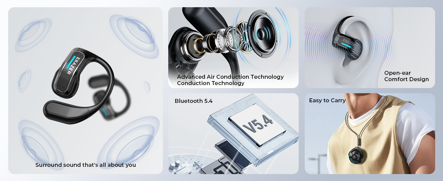 ERAZER X8 AI Translator Earbud OWS Open Ear Earphone Bluetooth ...