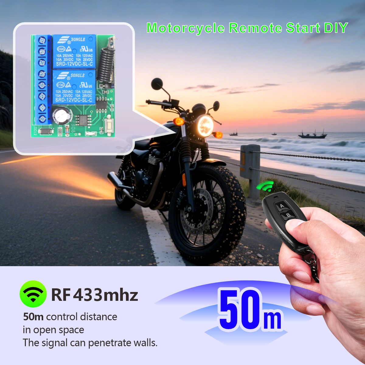 RF 433MHz 2 Channel Wireless remote control switch,2 way DC 12V Relay ...