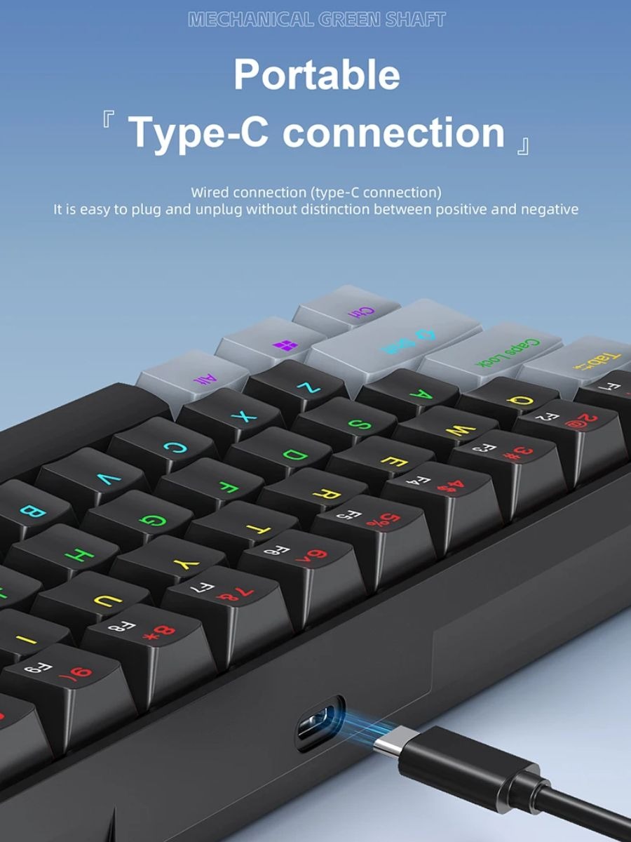APAYADO K61 Portable Mini Wired Mechanical Keyboard 60% 61 Key Phantom ...