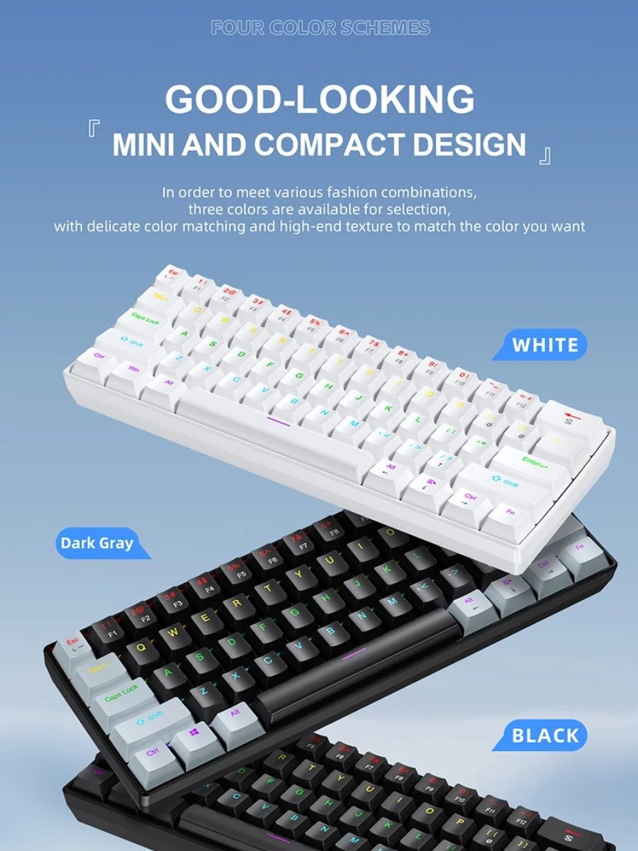 APAYADO K61 Wired Mechanical Keyboard 60% Portable Mini Wired Keyboard ...