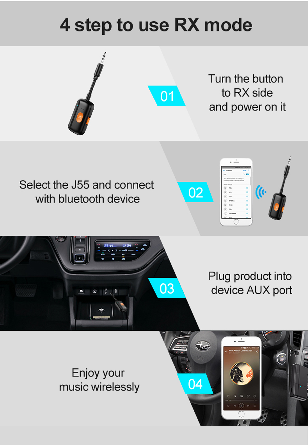SPRISE Bluetooth 5.4 Audio Receiver Transmitter Wireless Transceiver 3 ...