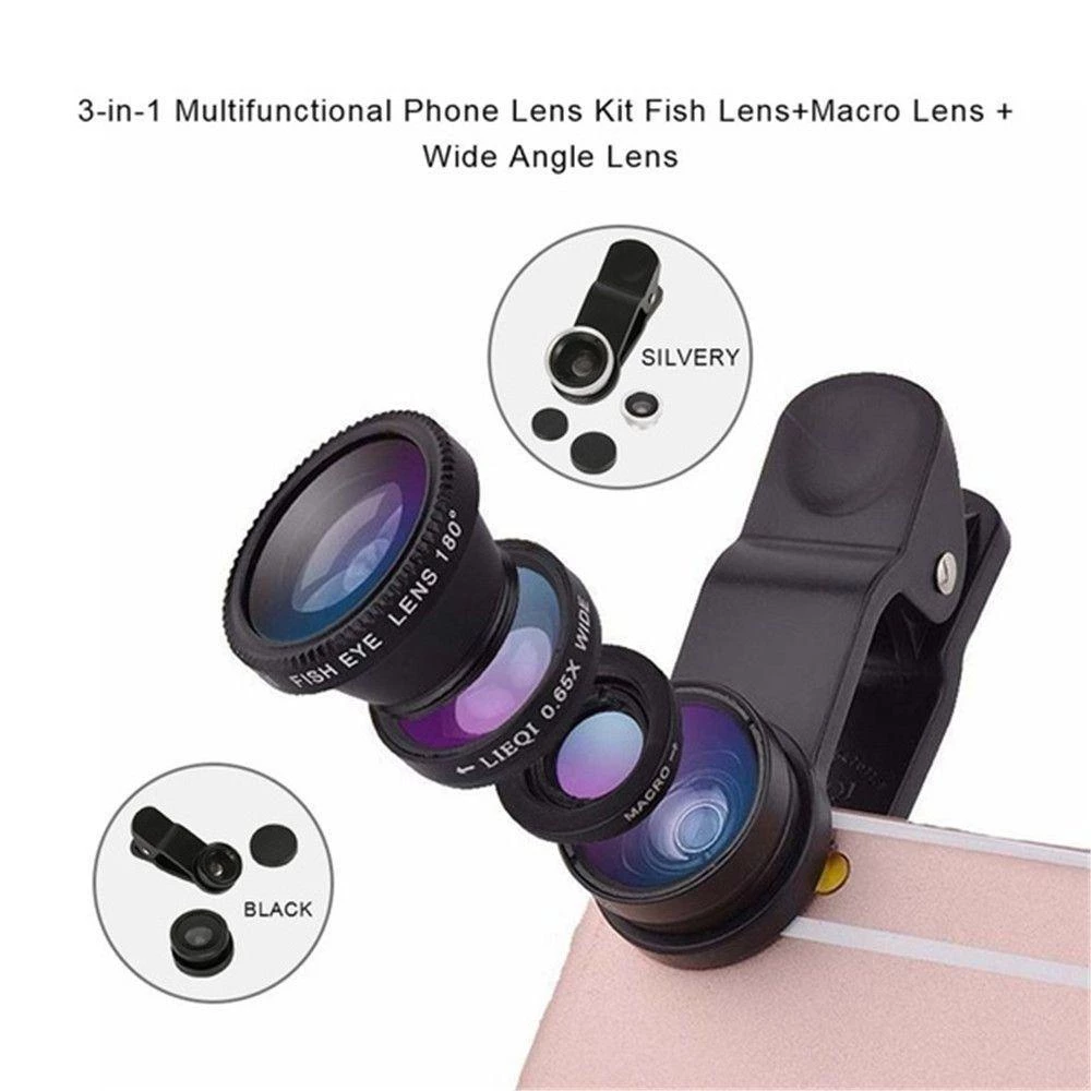 3 in1 Multifunctional Camera Lens 180° Fisheye+0.67X Wide Angle+10x ...