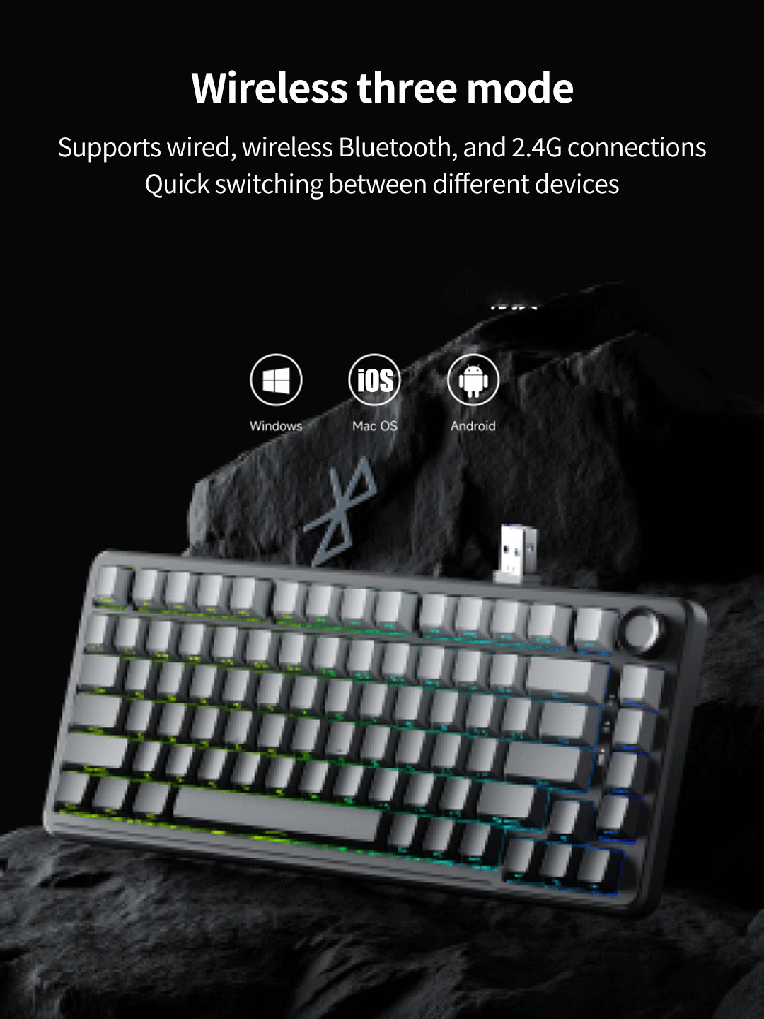 EWEADN MT75 Wireless Triple-Mode Mechanical Keyboard - with CNC Metal ...