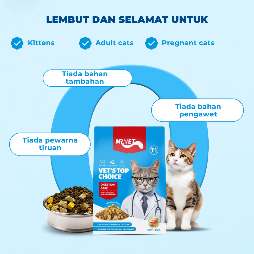MR.VET Cat Food T1 1KG With Freeze-Dried Raw Chicken & Beef,High ...