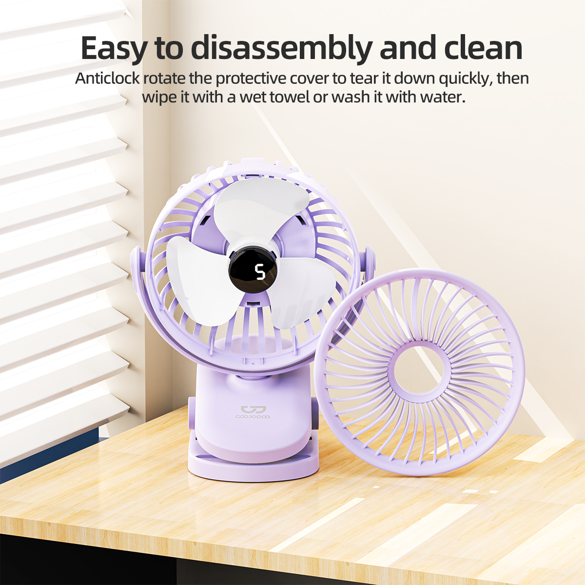 GOOJODOQ 2000 mAh Desktop Fan Mini Portable 720-Degree Adjustable ...