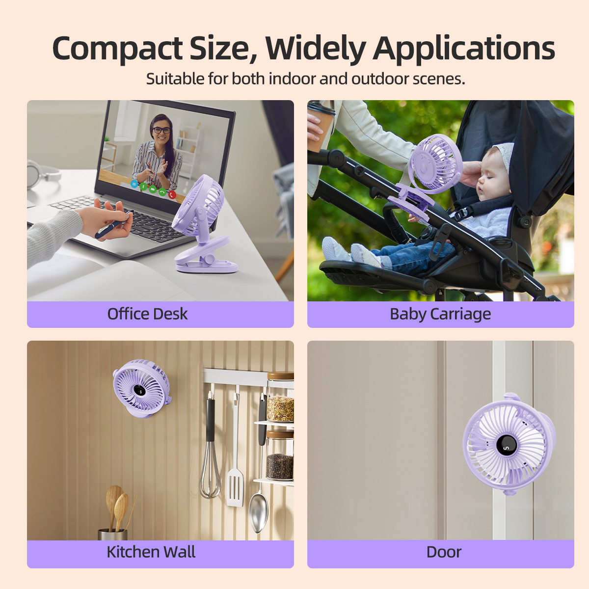 GOOJODOQ 2000 mAh Desktop Fan Mini Portable 720-Degree Adjustable ...