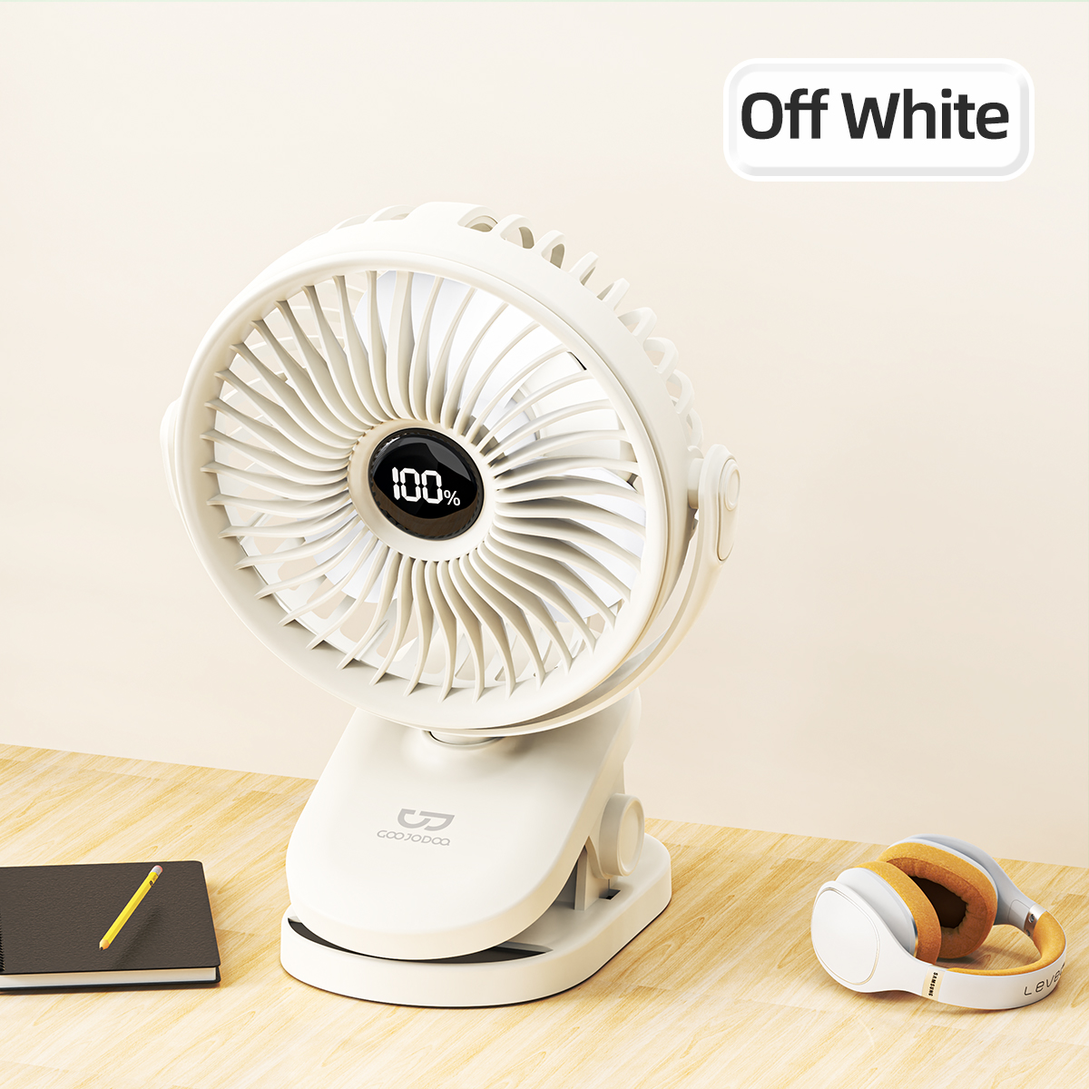 GOOJODOQ 2000 mAh Desktop Fan Mini Portable 720-Degree Adjustable ...