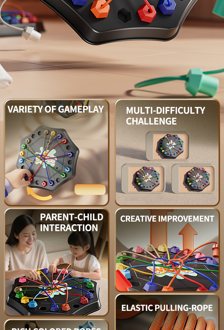 TEMI Rope Knots Challenge Board Game Puzzle Toy Logic Training Children ...