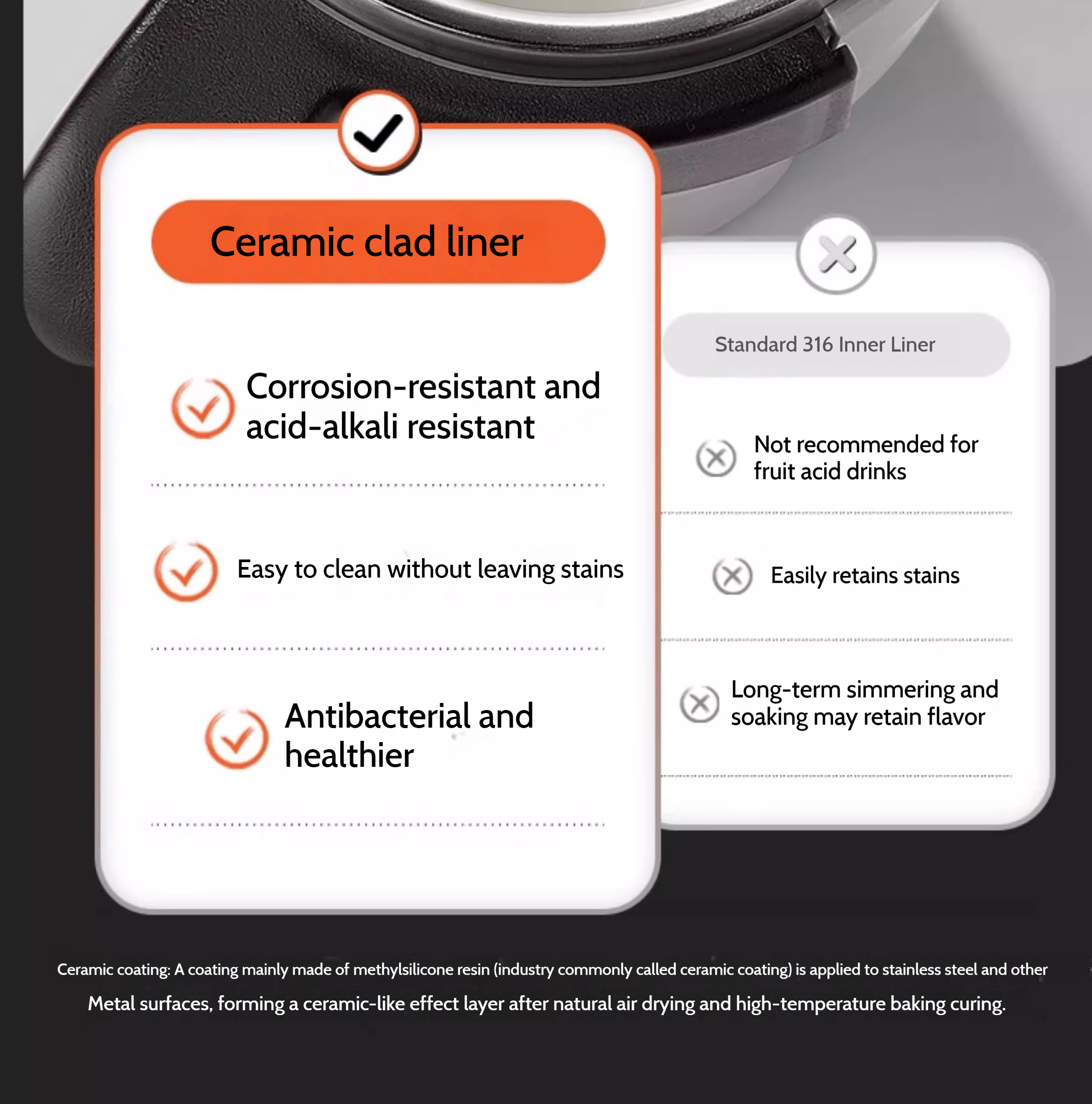 [800ml/1200ml]Tkk Ceramic Tumbler 316 Stainless Steel Bottle Water Bottle With Straw Large ...