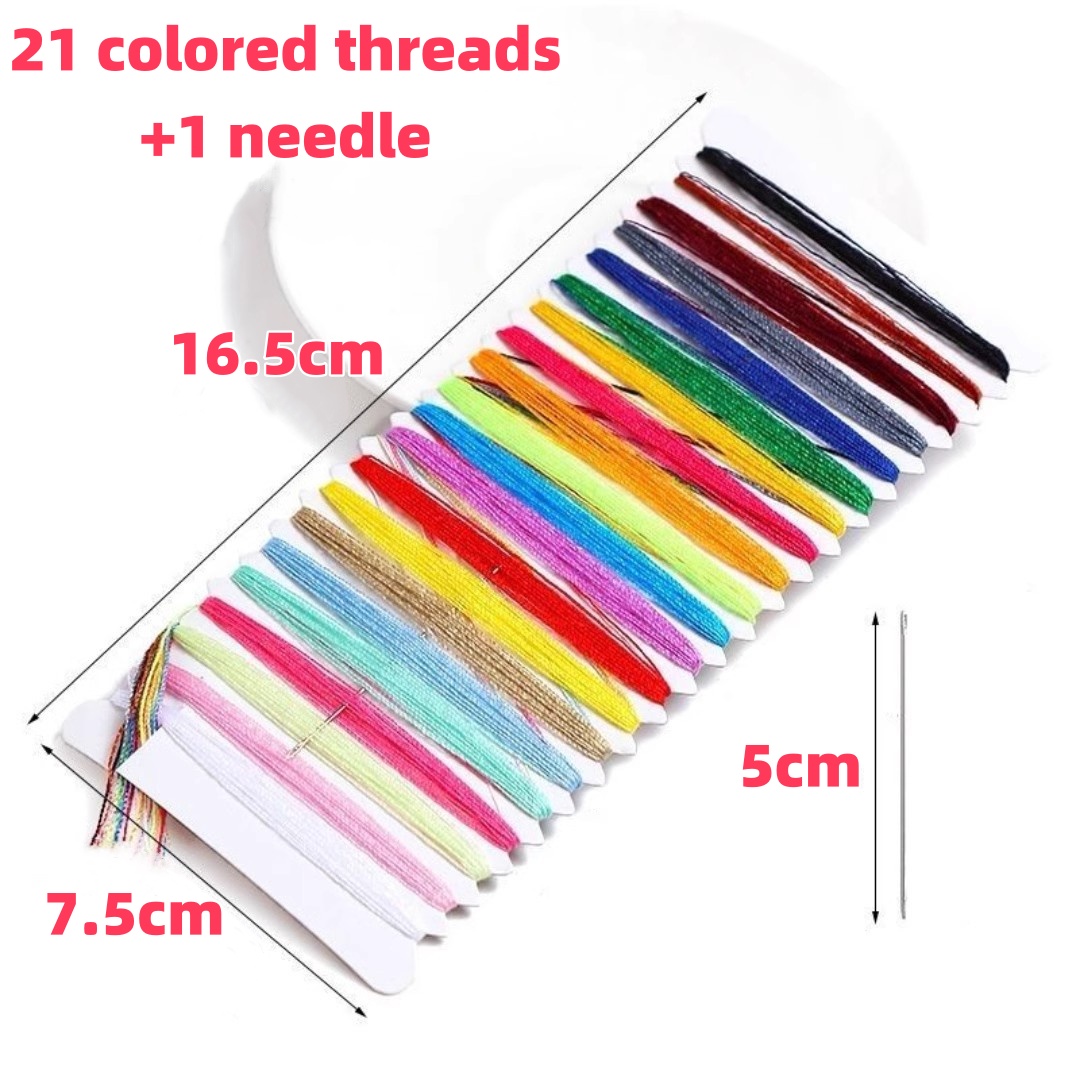 21 color sewing thread, handmade sewing thread, cross stitch thread board, portable spare needle ...
