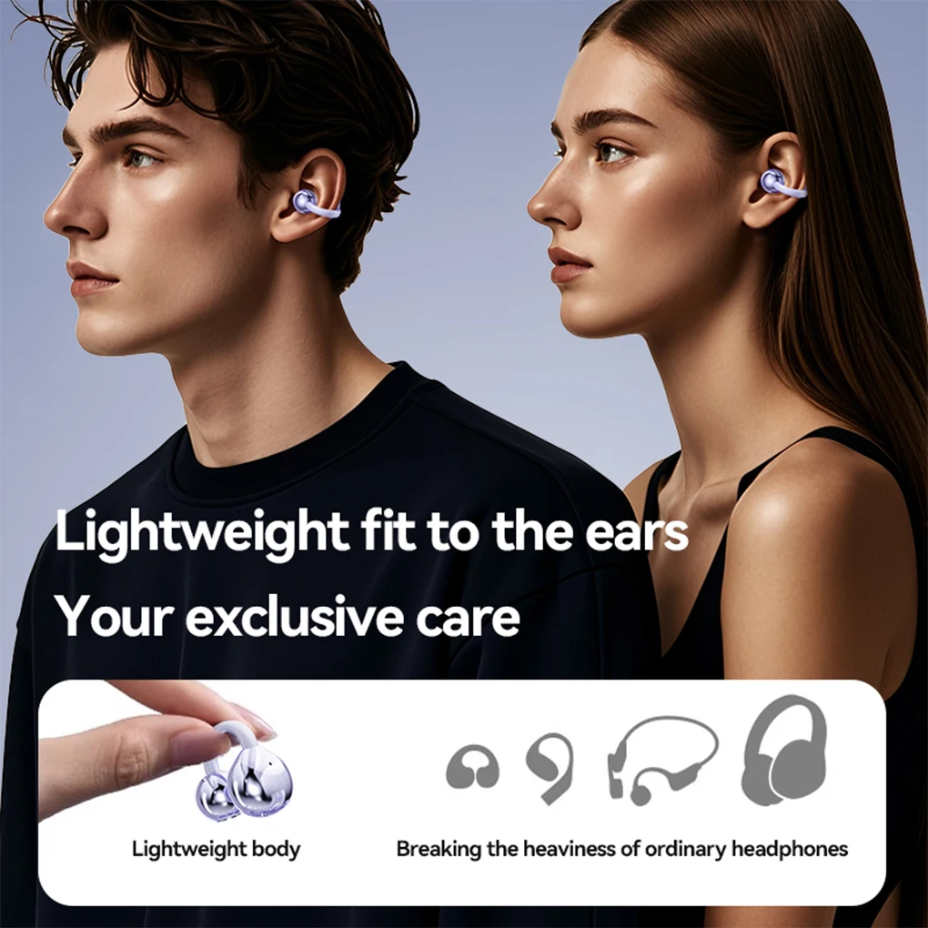 Wireless Earphone Open Ear M91 Ear Clip ENC Headset Bluetooth 5.4 HD Call Touch Control ...