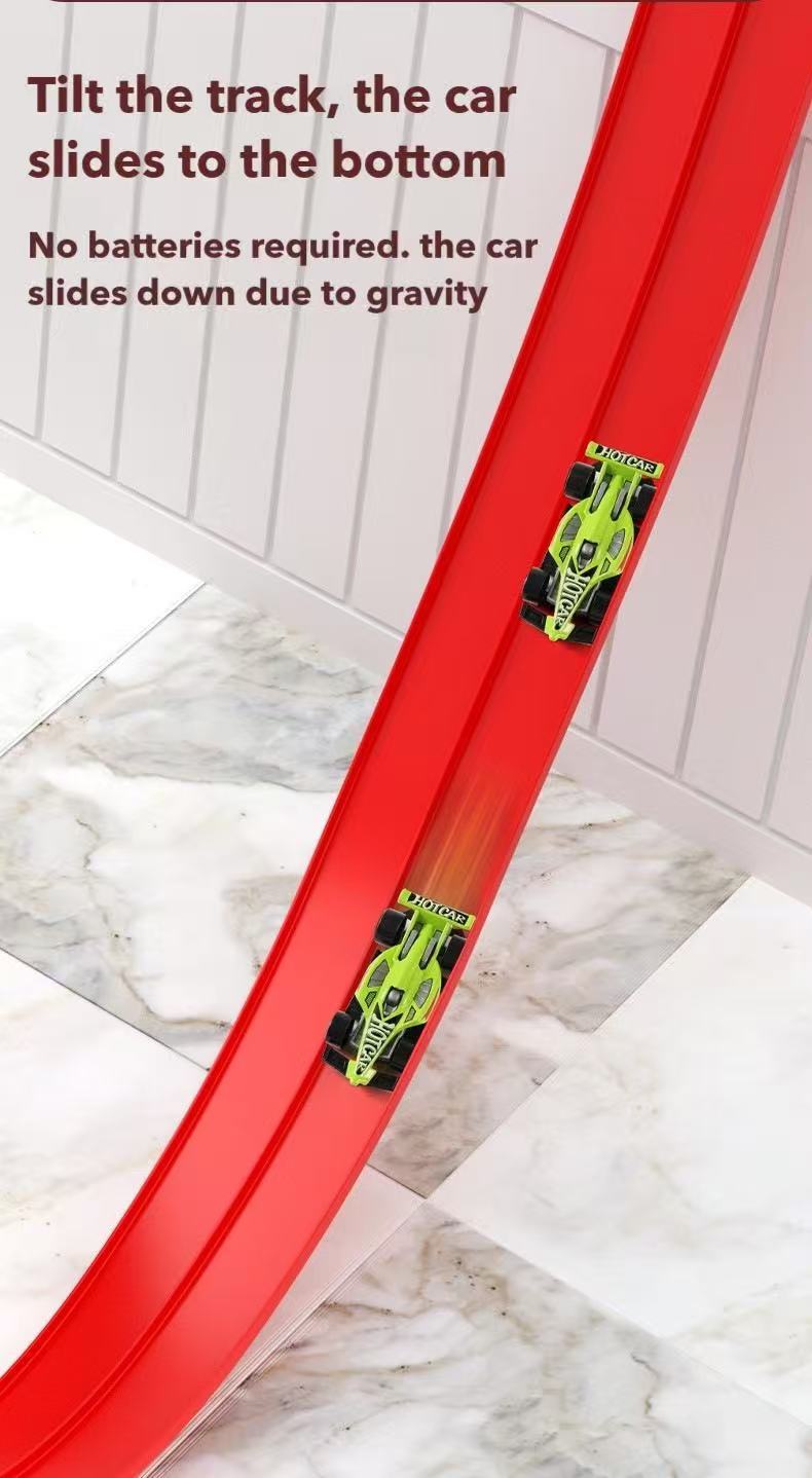 Race Car Track Toy Car Ramp with Racecars Suction Cups Portable Vehicle ...