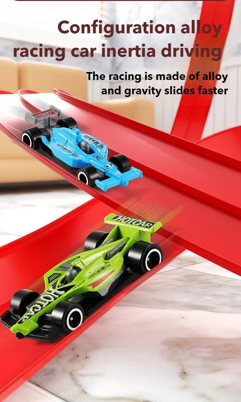 Race Car Track Toy Car Ramp with Racecars Suction Cups Portable Vehicle ...