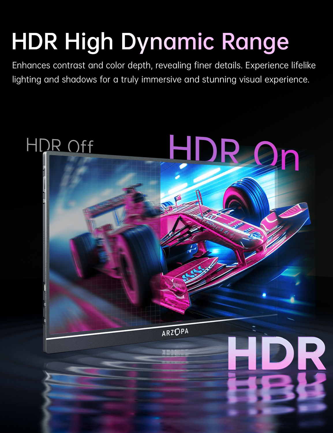ARZOPA-Z1FC 144Hz Portable Gaming Monitor 100% sRGB For Switch ...