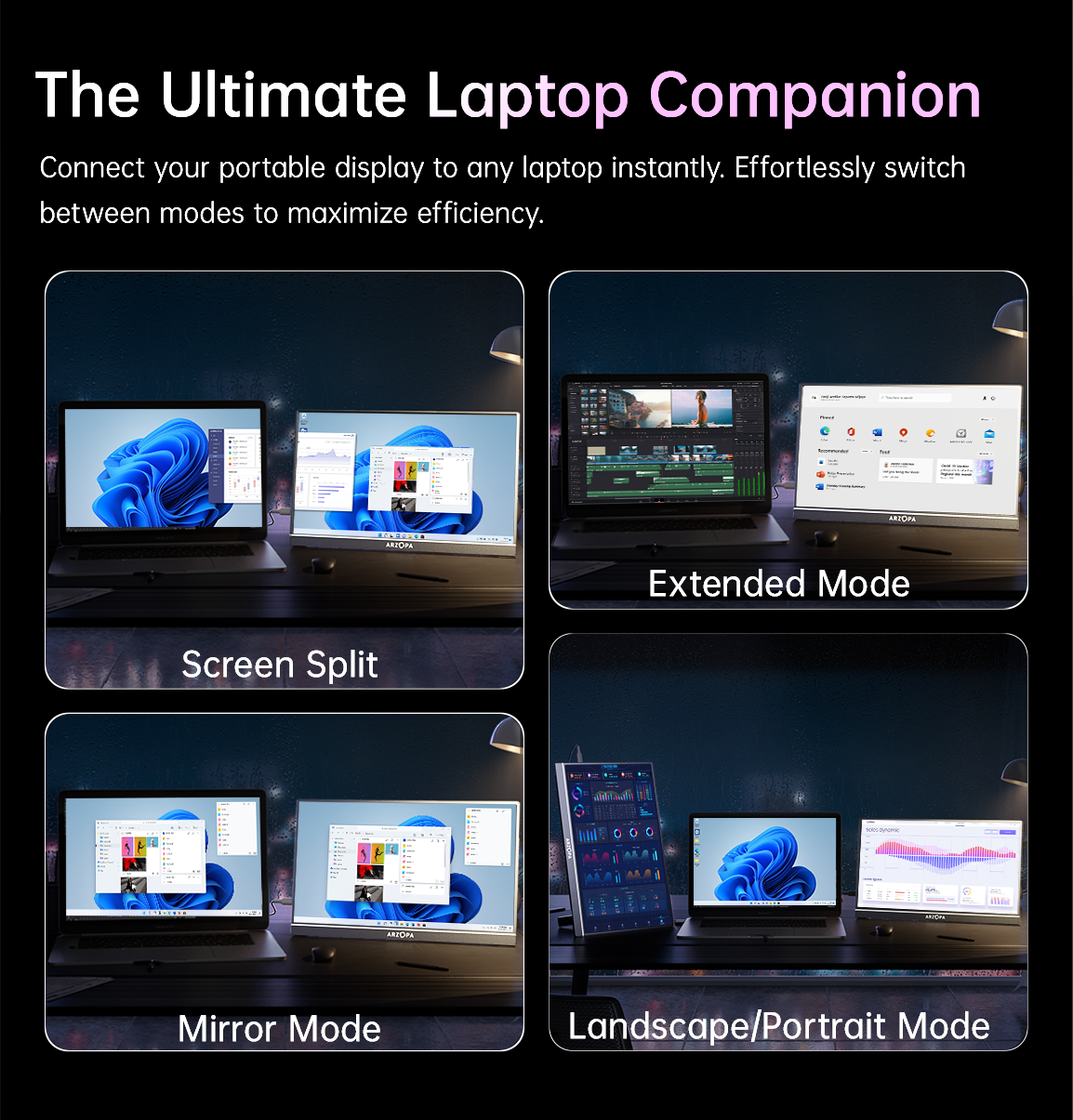 ARZOPA-Z1FC 144Hz Portable Gaming Monitor 100% sRGB For Switch ...