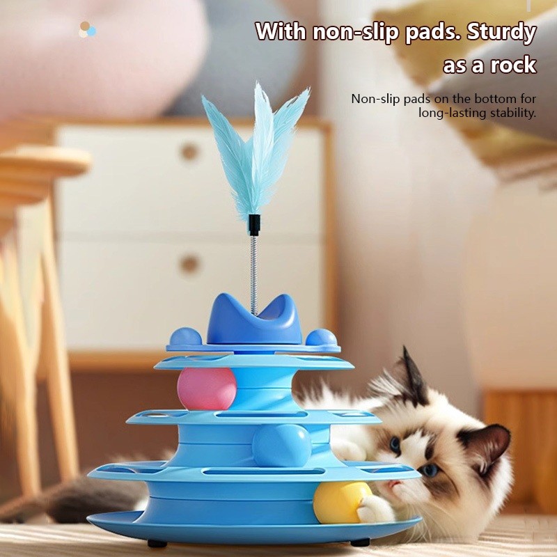 Turntable Cat Toy Cat TowerTurntable Four-layer Turntable Round Track ...