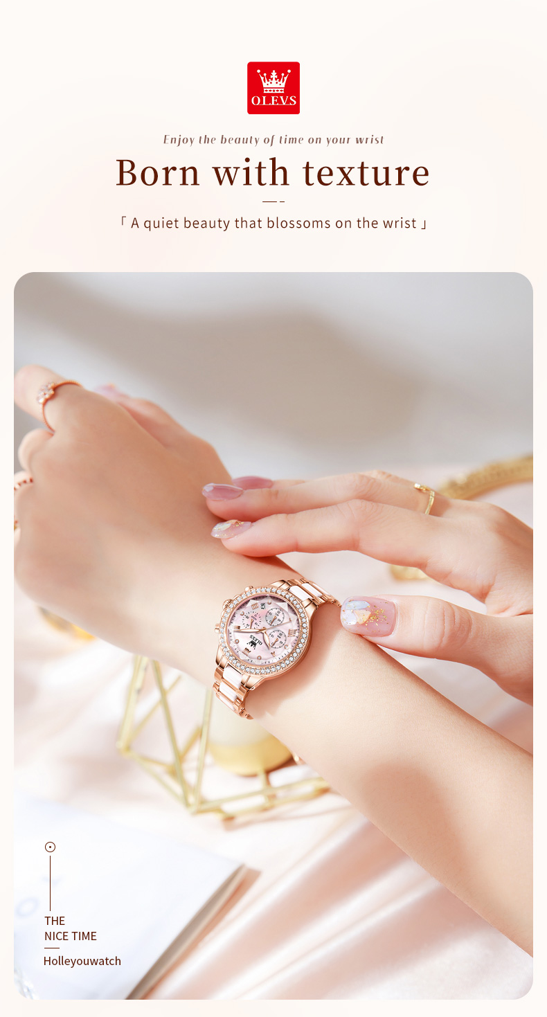 OLEVS Jam Tangan Perempuan Original Waterproof Quartz Ceramic ...