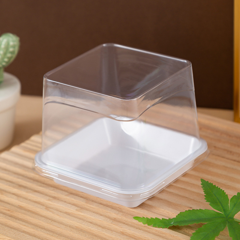50pcs Transparent Square Cake Boxes - Thick Slice Tiramisu, Red Velvet ...