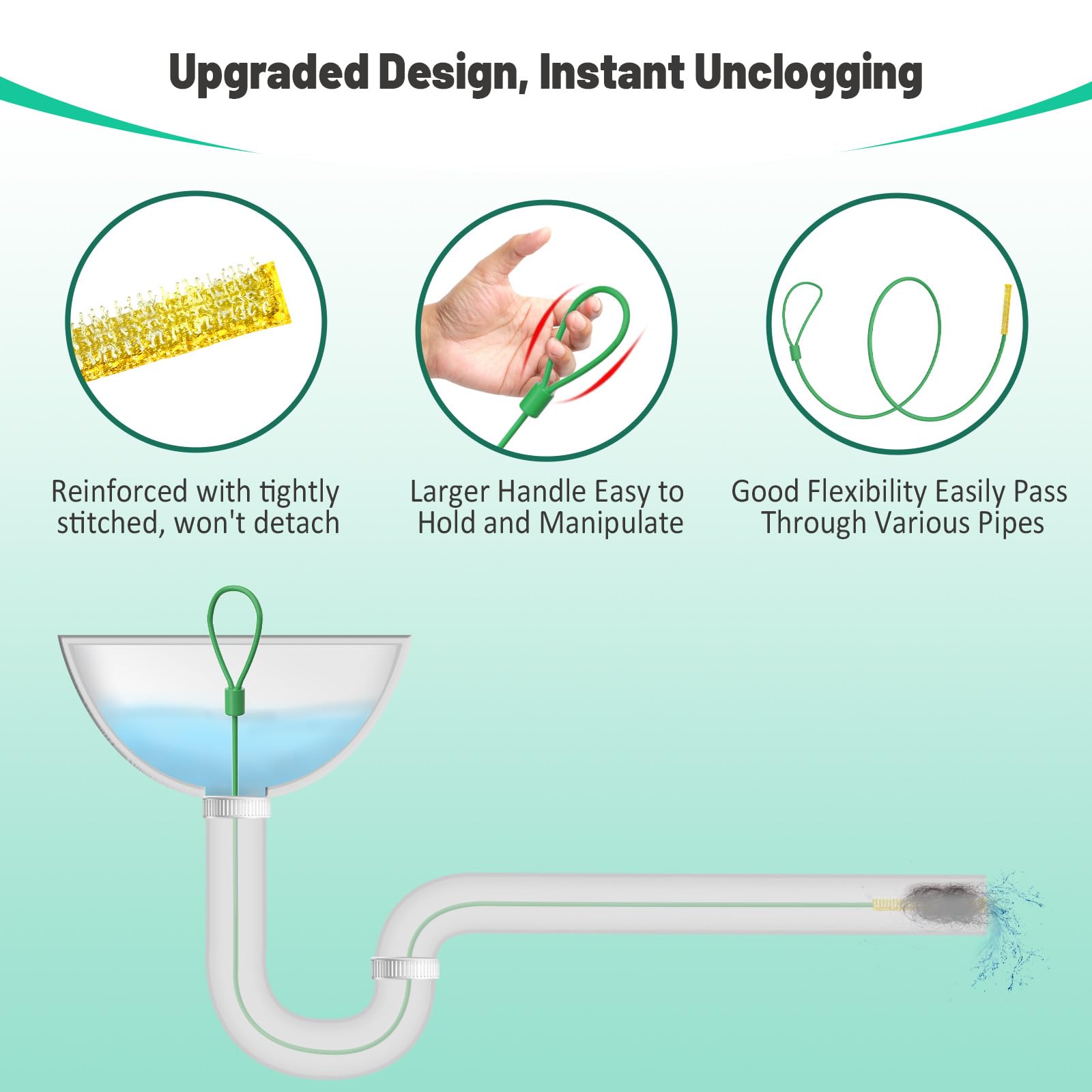 Clog remover, break-resistant metal sink snake drain cleaning tool with ...