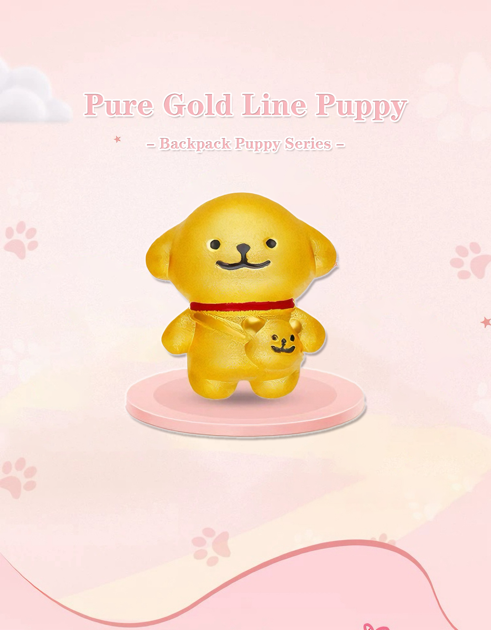【HETIN】999 1.25g Pure Gold Line Puppy Pendant 24K Solid Gold Charm Gold ...