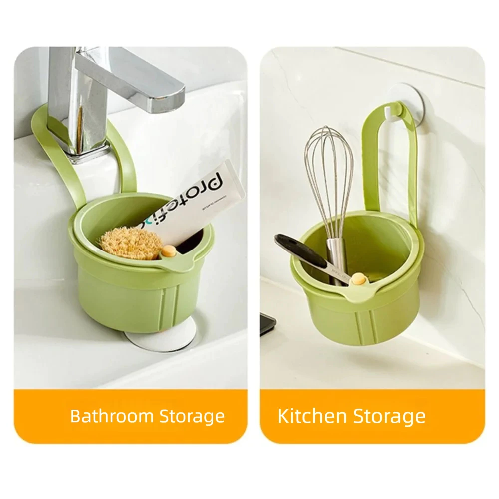 2IN1 Sink Strainer Basket Faucet Hanging Sink Drain Basket, Automatic ...