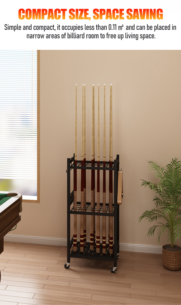 Compact Pool Cue Organizer - Rolling Stand for Multiple Cues & Ball ...