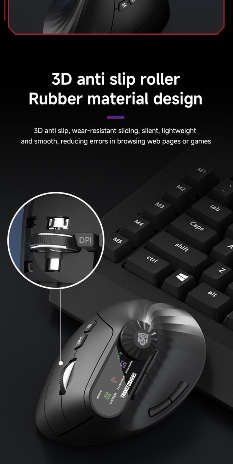 Monster Transformers VM01 Vertical Ergonomic Mouse Tri-mode Silent ...