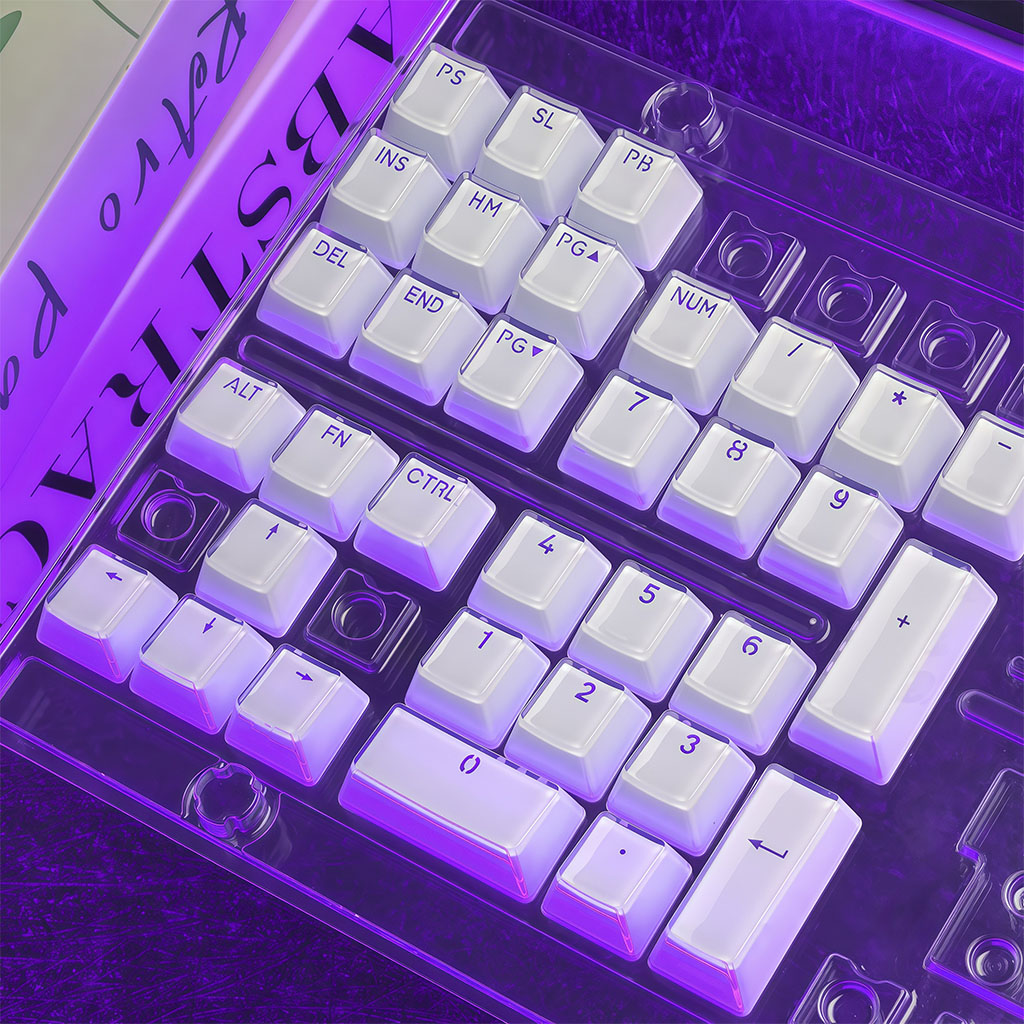 White Jello Keycaps OEM Profile 104/123 Keys PC Double Shot Light ...