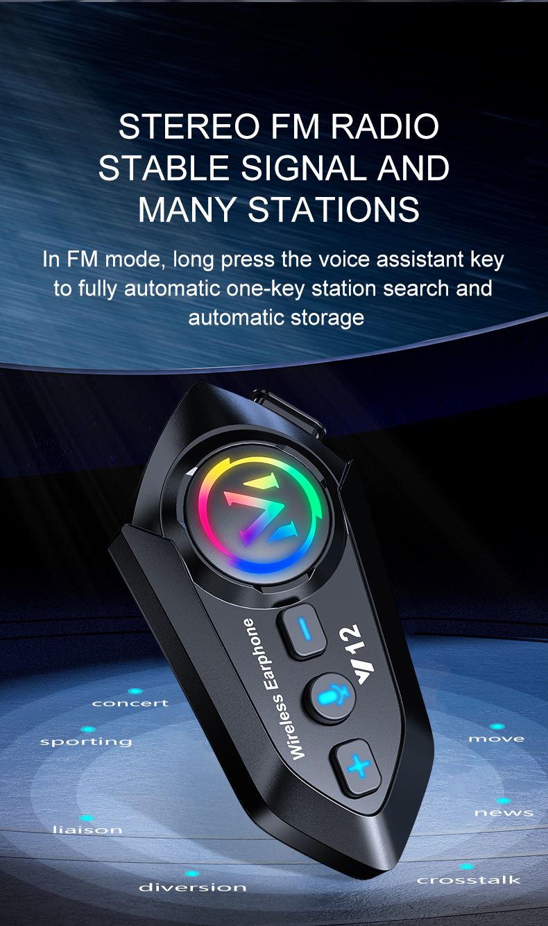Y12 Earbuds Motorcycle Helmet Headset Bluetooth 5.4 Wireless Headset ...