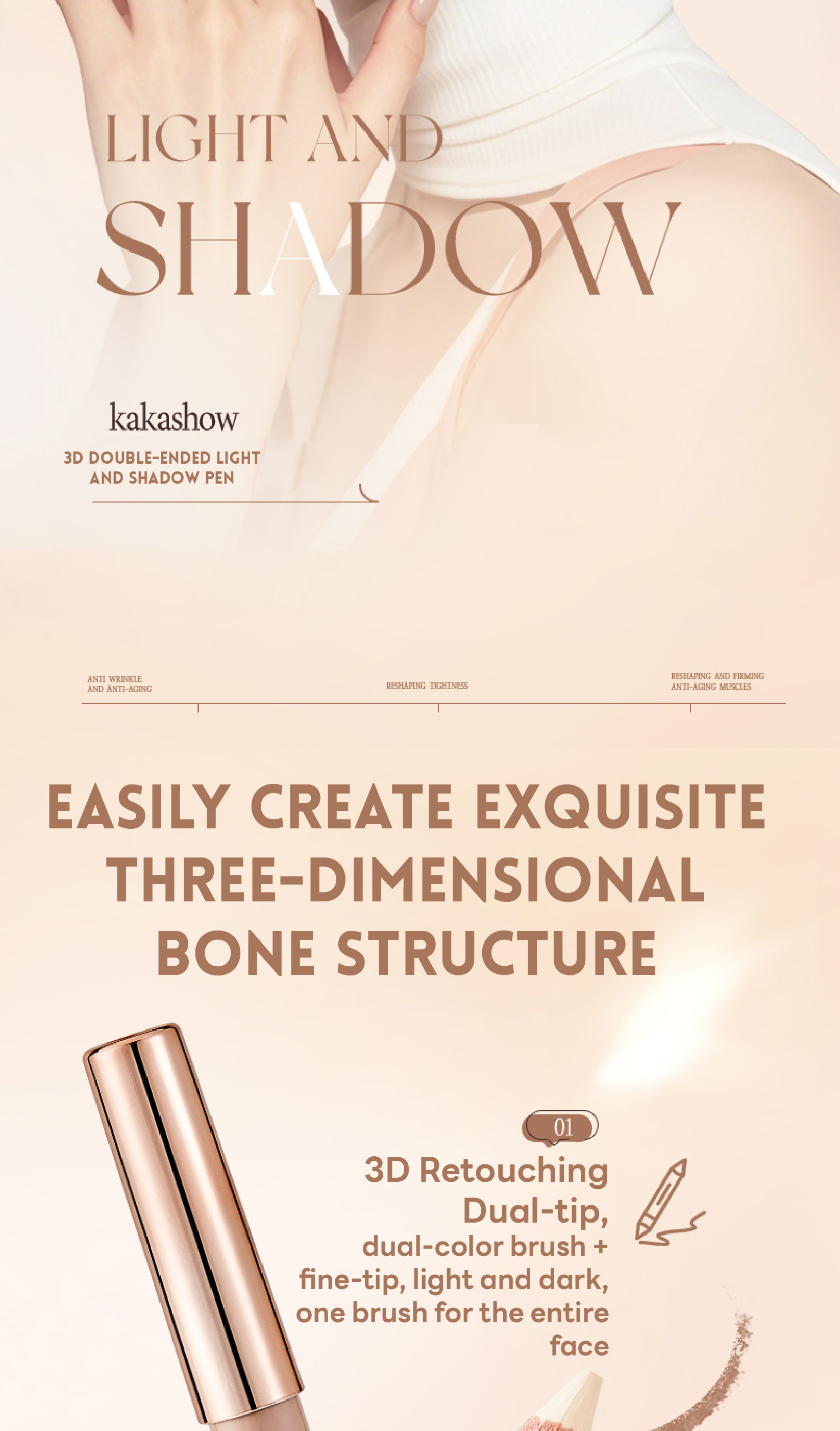 KAKASHOW Double-headed contouring pen shadow middle pen modification ...