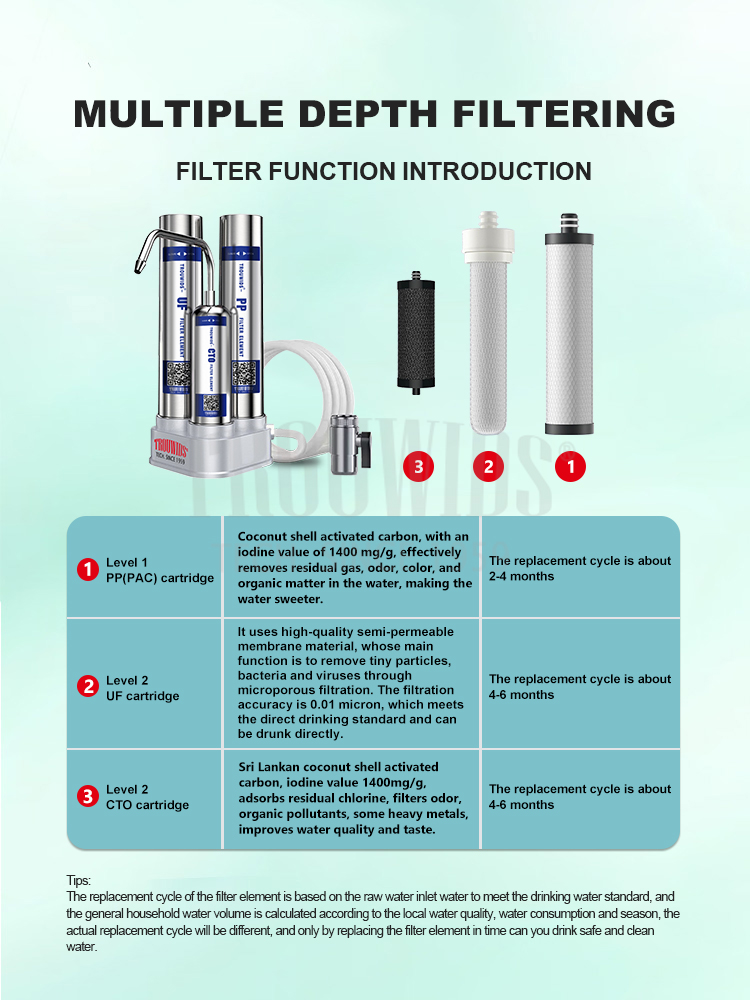 Direct Drinking Water Purifier 3 Stage Water Filter Indoor Activated ...