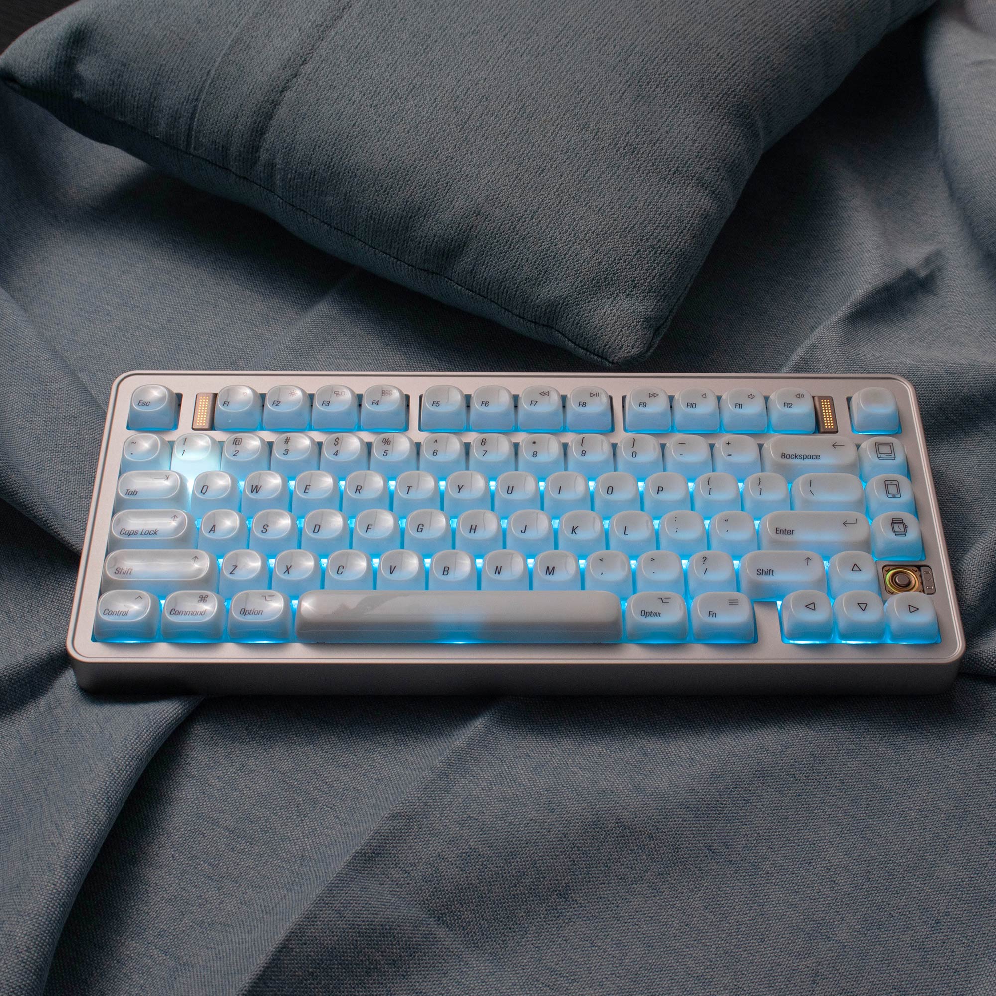 Minimalist white Glossy Keycaps MOA profile Ceramic texture Round for ...