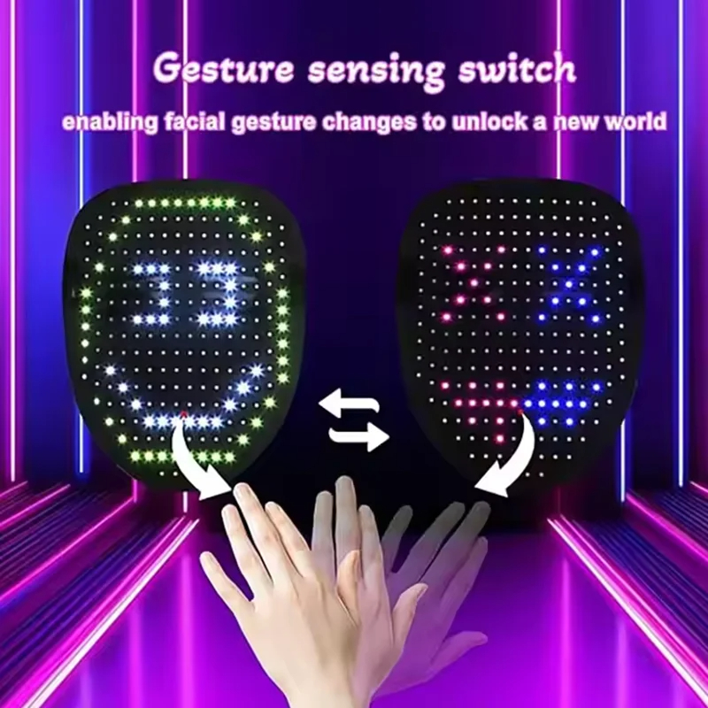 LED Halloween Mask Light Up Gesture Transforming Led Sensor Color ...