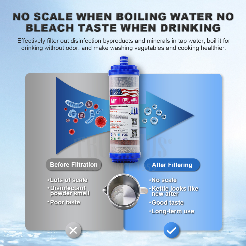 TROUWIDS 5 In 1 Minerals Alkaline Water Filter Replacement Cartridge ...